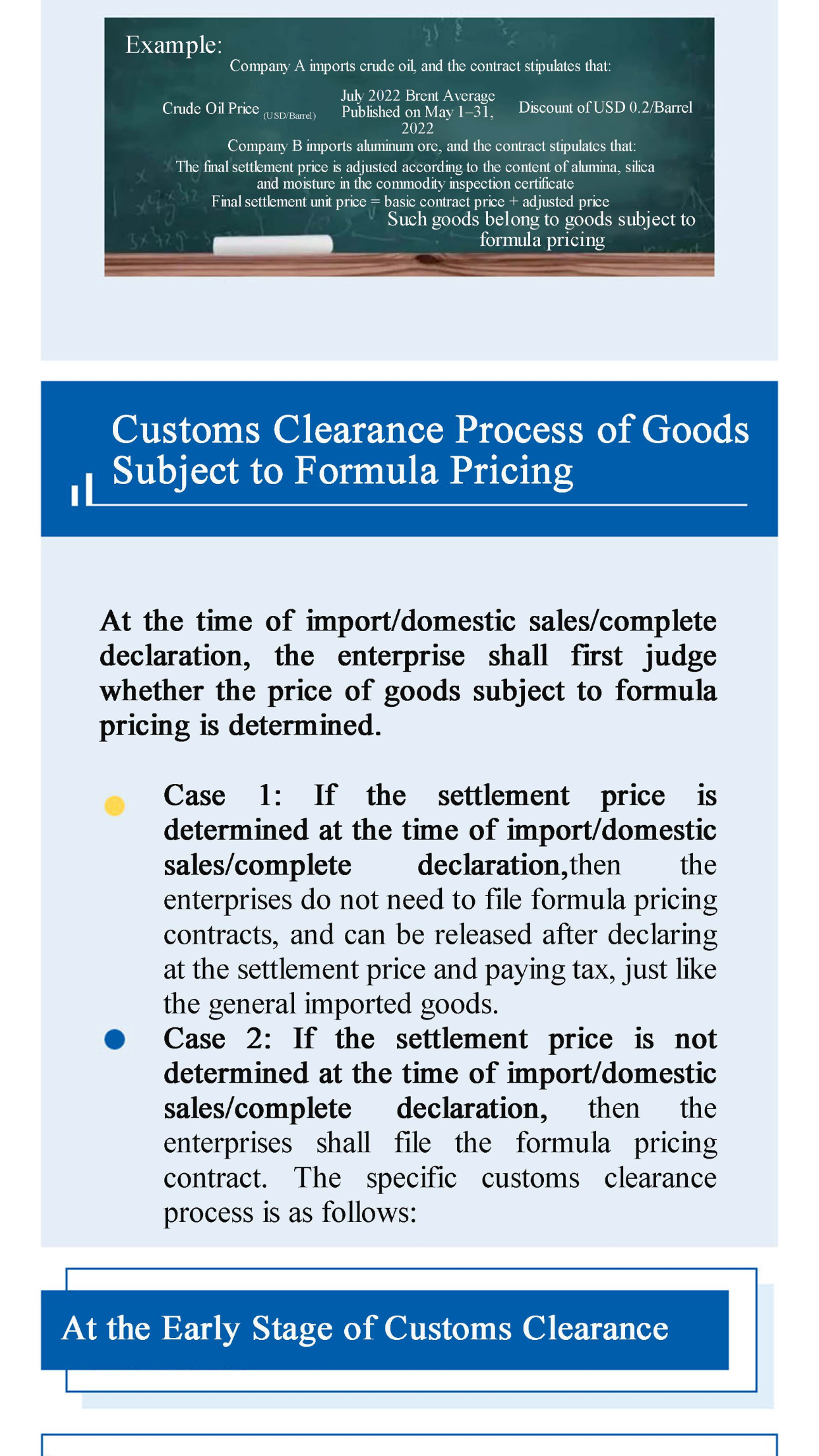 Import customs clearance for goods subjects to formula pricing (1 )