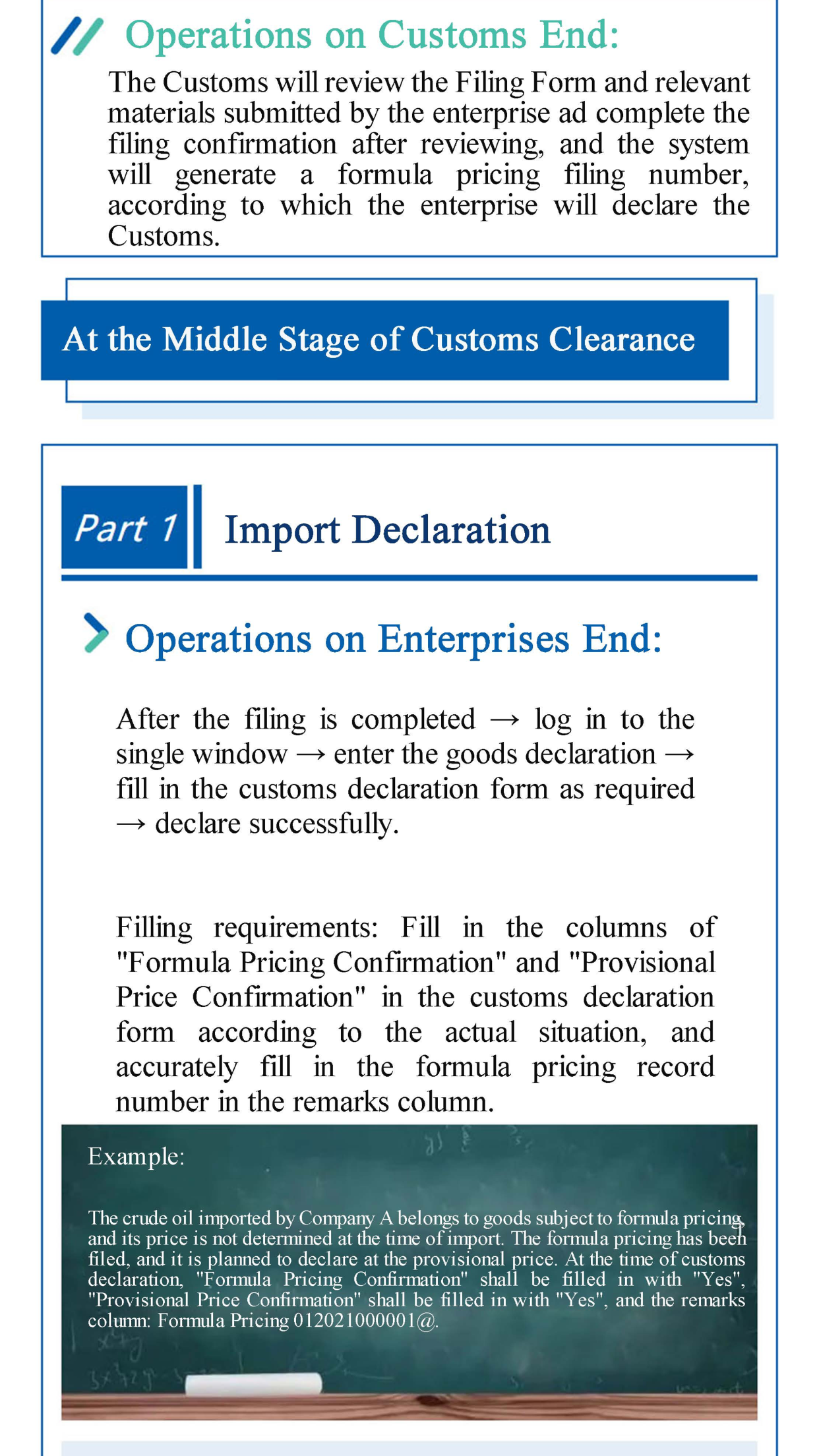 Import customs clearance for goods subjects to formula pricing (1 )