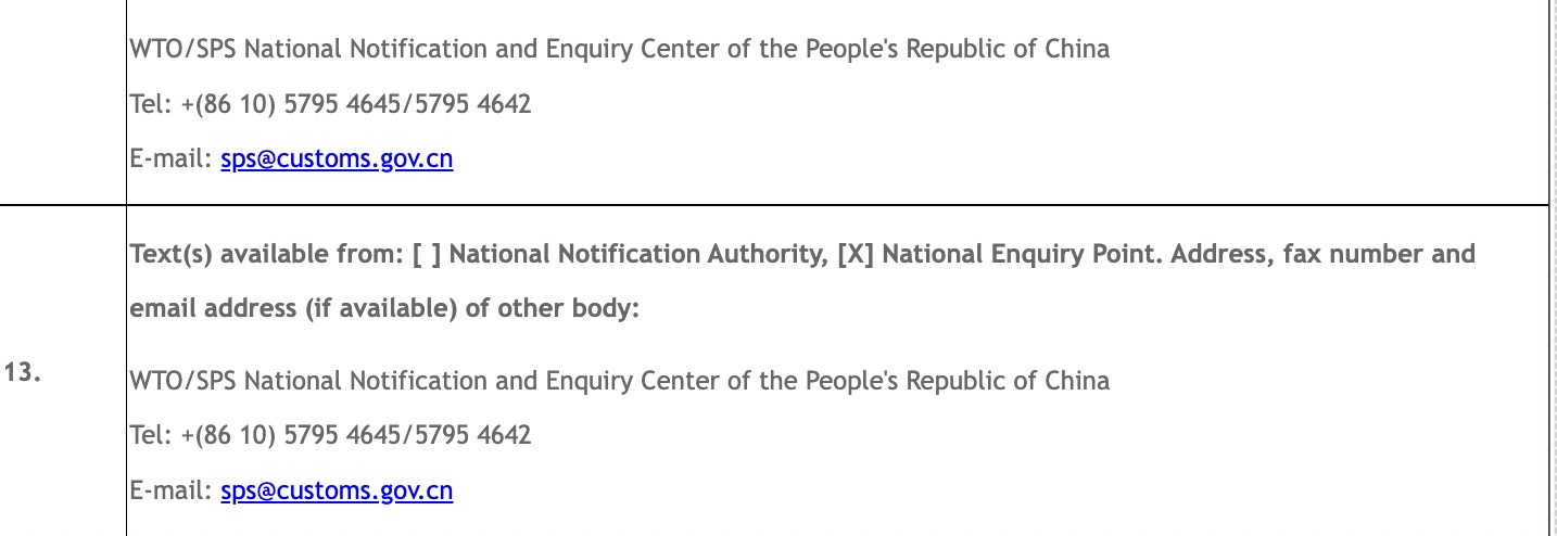 SPS Notification: National Health Commission of the People's Republic ...