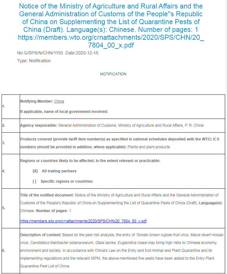 Notice of the Ministry of Agriculture and Rural Affairs and the General ...