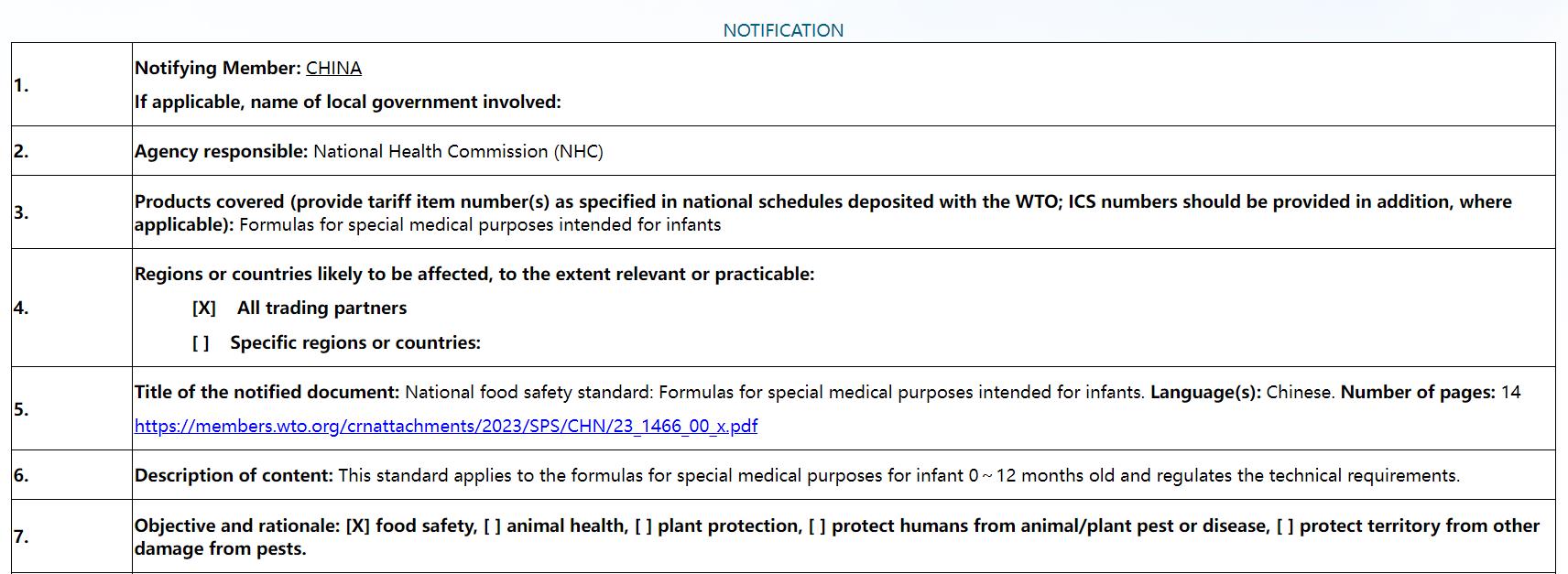 National Food Safety Standard: Formulas for special medical purposes ...