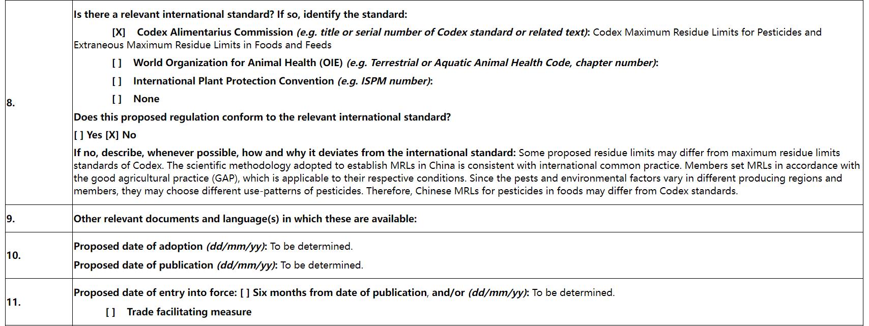 National Food Safety Standard of the P.R.C.: Maximum Residue Limits for ...